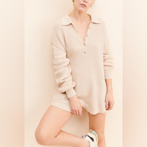 Free People | Pants & Jumpsuits | Fp Beach Picnic Sweater Romper | Poshmark